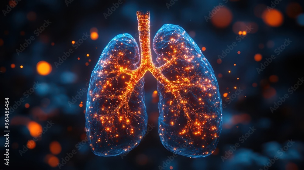 holographic human lung encased in a protective energy shield with ...