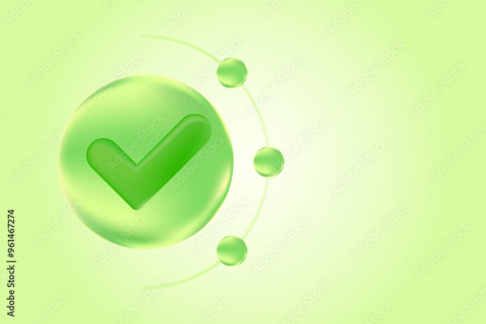 Business 3D bubble with green check mark icon. Yes or approve icon ...
