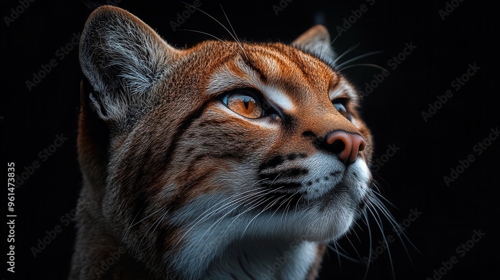 majestic puma in shadowy studio piercing eyes sleek fur catching subtle ...