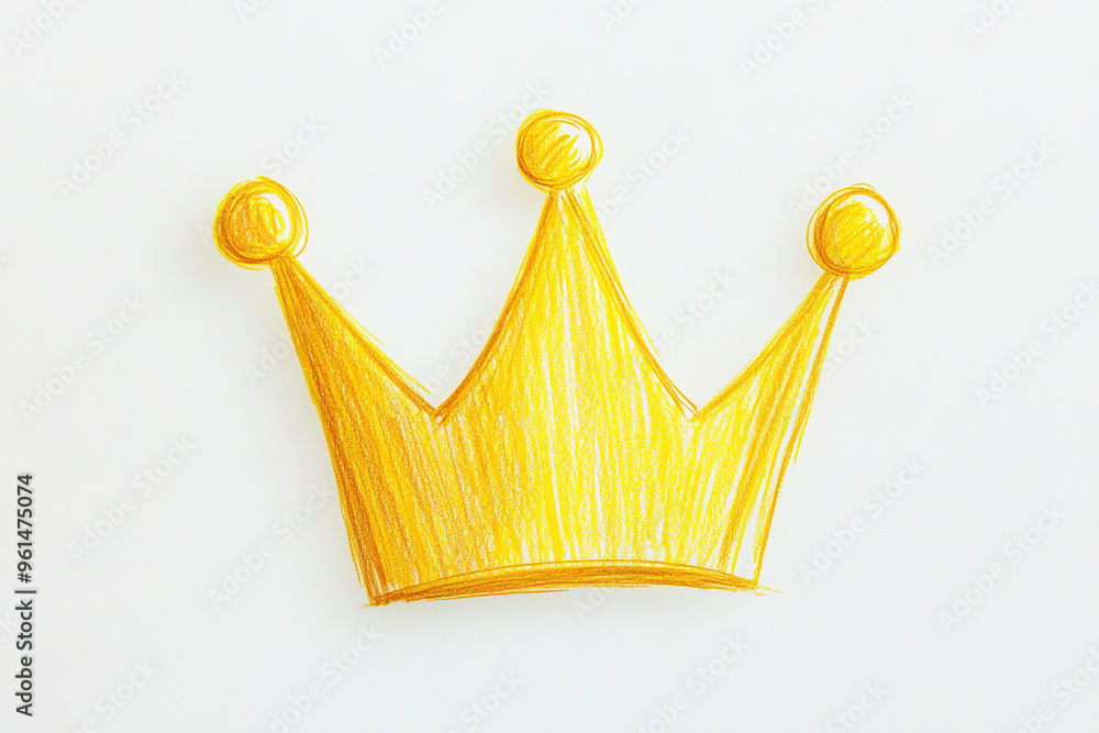 Charming Yellow Crown Illustration with Minimalist Lines, Created with ...