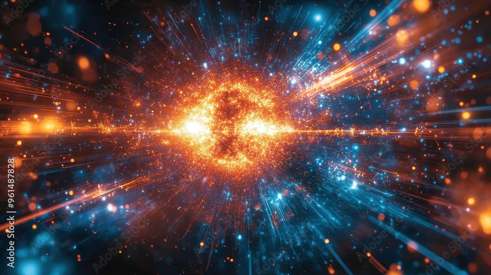Depiction of the energy burst from a nuclear fission reaction ...