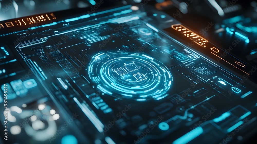 Holographic display showcasing a digital asset tracking system with ...