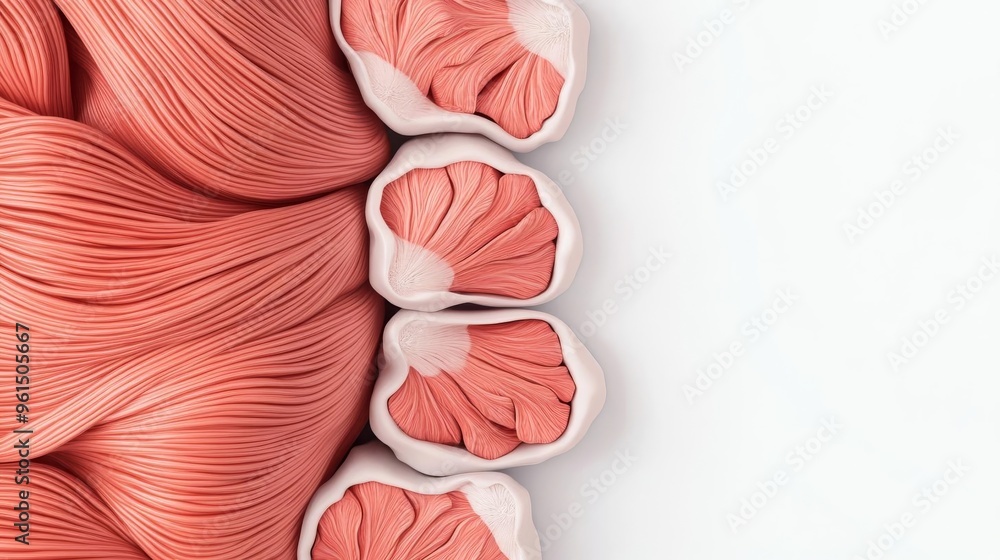 Muscle fiber types, comparison of fast-twitch and slow-twitch cells, 3D ...