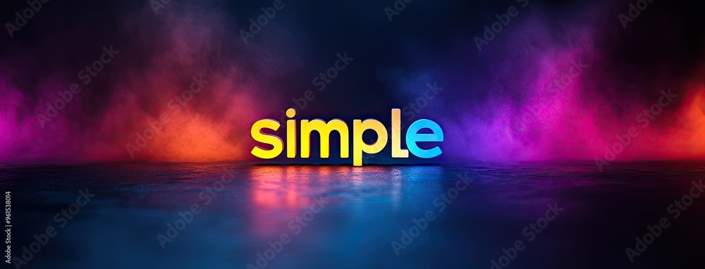 31. The word "simple" rendered in 3D with a bold, vivid color scheme ...