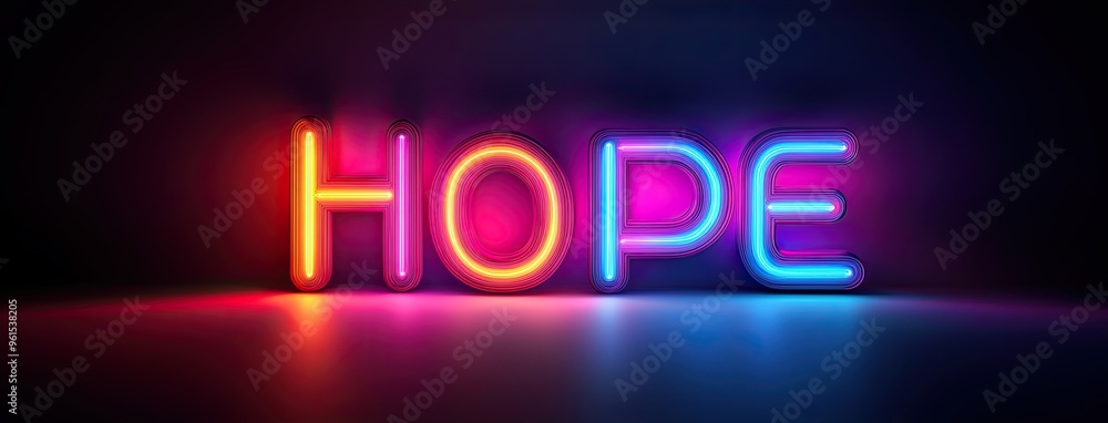 3. The word "hope" rendered in 3D with a vibrant color palette, placed ...