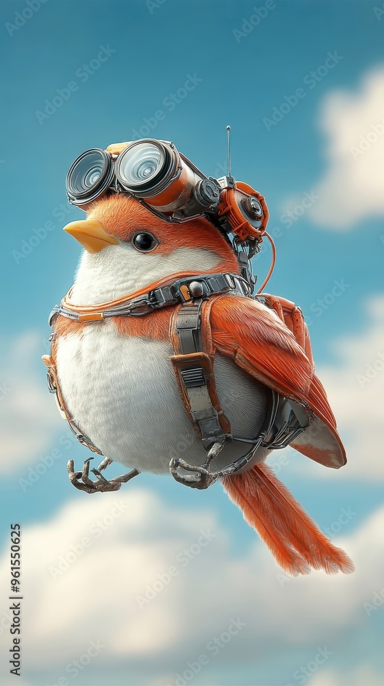 Military drone disguised as playful bird with hidden cameras. Stock ...