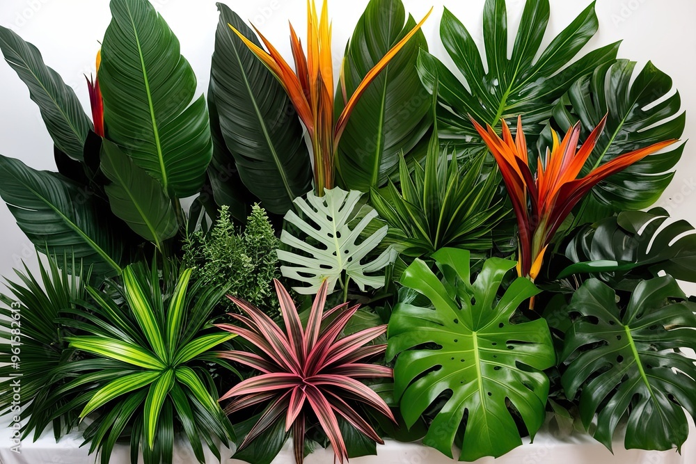 Lush Tropical Plant Collection Featuring Vibrant Greens and Diverse ...