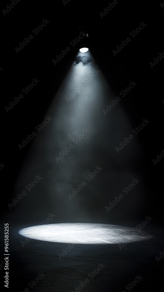 Soft spotlight illuminating a single point on stage, dark surroundings ...