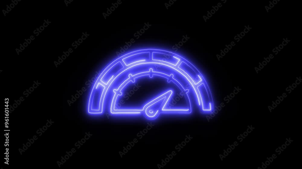 Neon Speedometer Icon Video HD - Glowing Gauge Symbol for Speed ...
