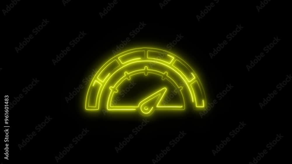 Neon Speedometer Icon Video HD - Glowing Gauge Symbol for Speed ...