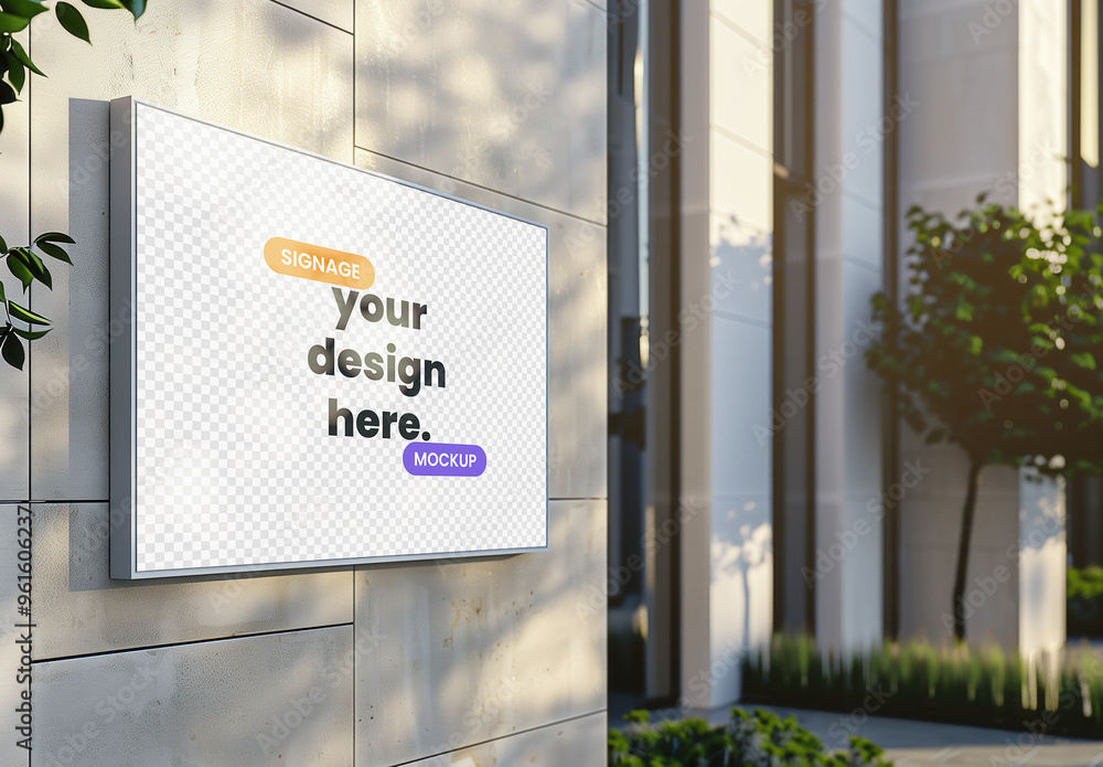 Signage Mockup On Modern Building Exterior with Generative AI Stock ...