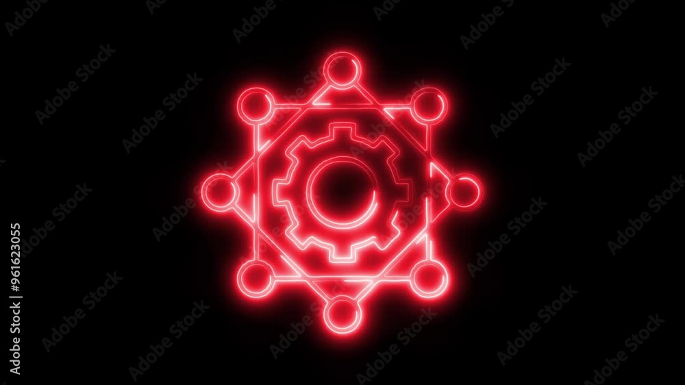 Neon Gear Network Icon Video HD - Glowing Technology Symbol with ...