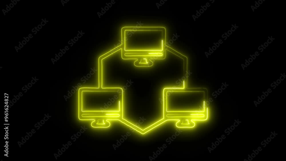Neon Network Hub Icon Video HD - Glowing Central Computer Network ...