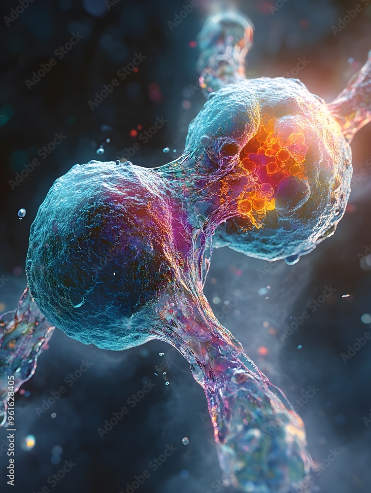 Cell Nucleus Splitting A detailed view of a cancer cell nucleus as it ...