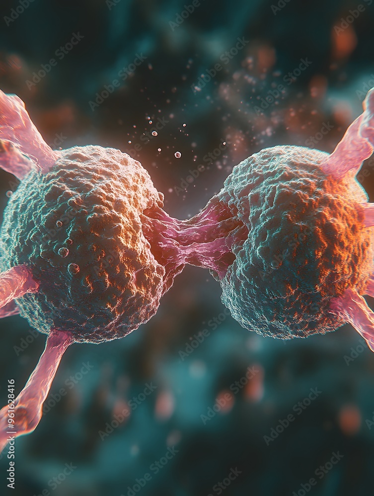 Cell Nucleus Splitting A detailed view of a cancer cell nucleus as it ...