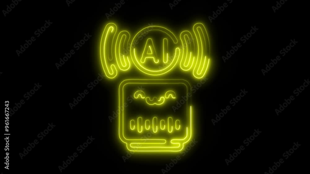 Neon Voice Assistant Icon Video HD - Glowing Microphone and Sound Wave ...