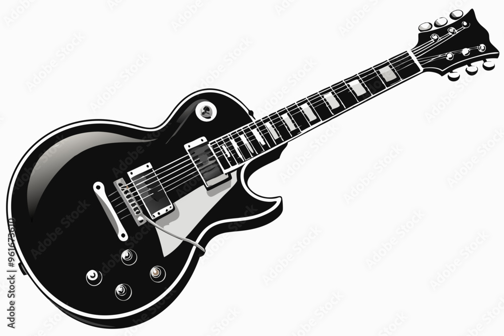 les paul silhouette vector, less paul icon and white background Stock ...