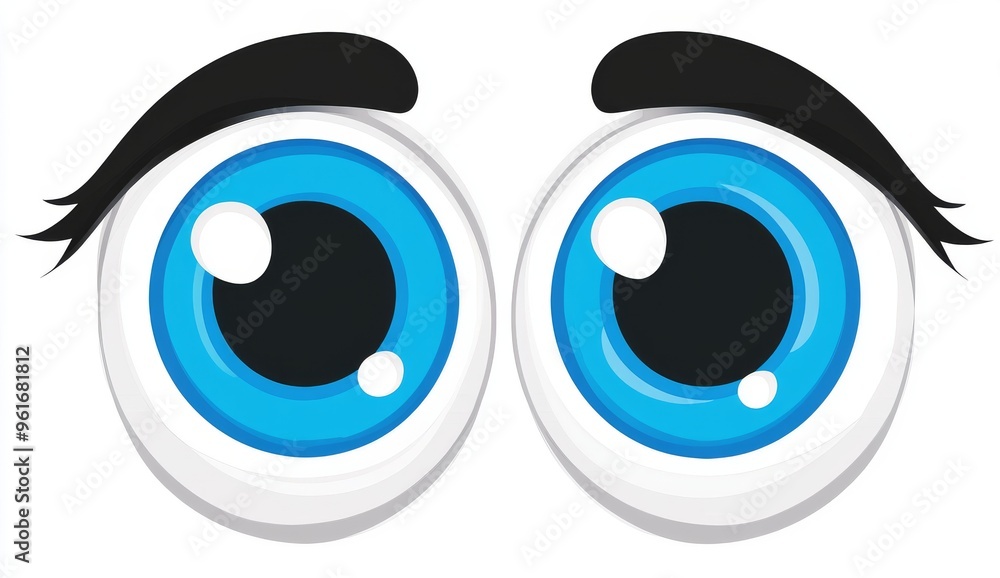 Illustration of surprised cartoon eyes, emoji, wide open and goggle ...