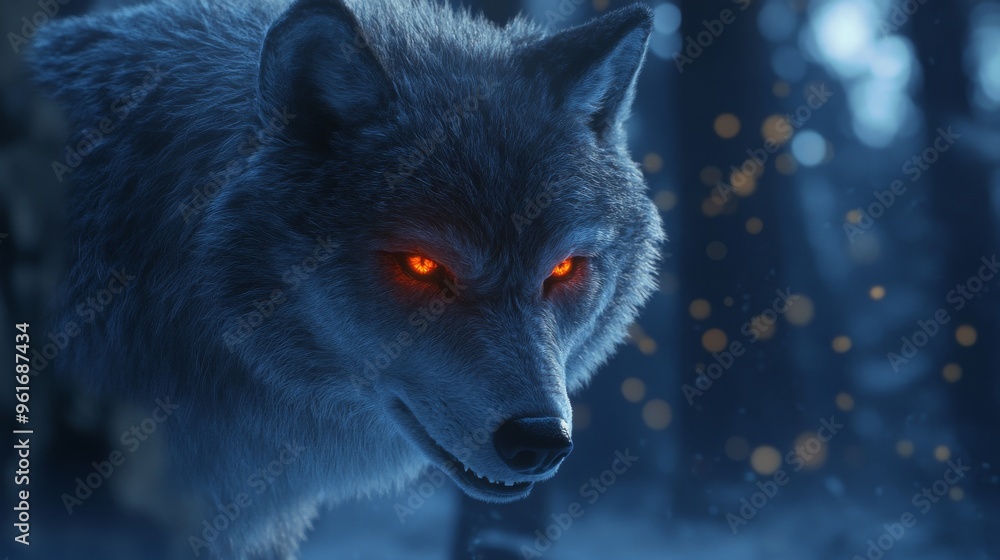 Werewolf grin in gloomy dark woods ready for attack, evil werewolf ...