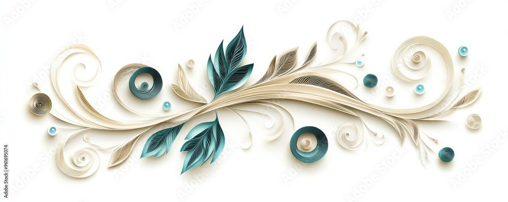 Elegant paper quilling art with intricate swirls and leaves design in ...