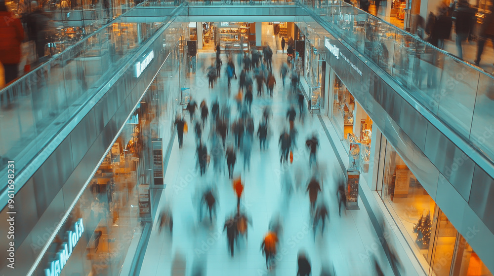 A photo shows the inside of a busy shopping mall. You can see people ...