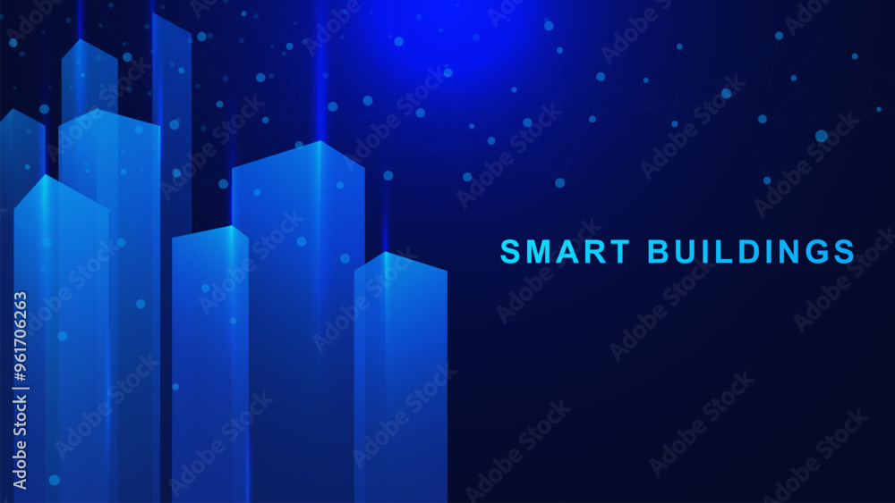 Smart Buildings Concept With Connecting Dots And Lines Smart City