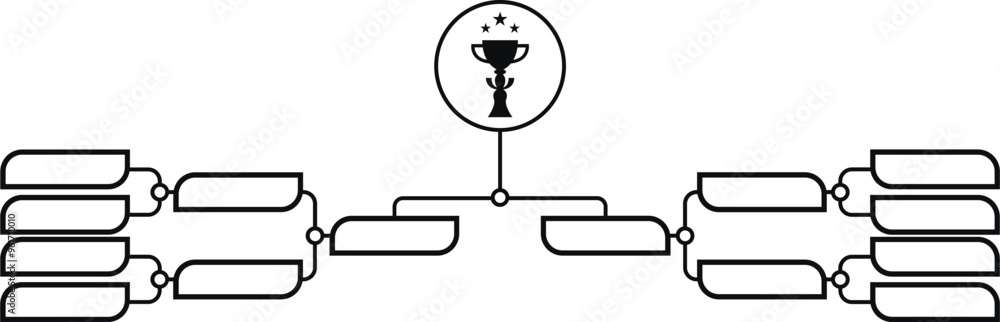 Tournament Bracket Vector Design with Trophy Icon, Single Elimination ...