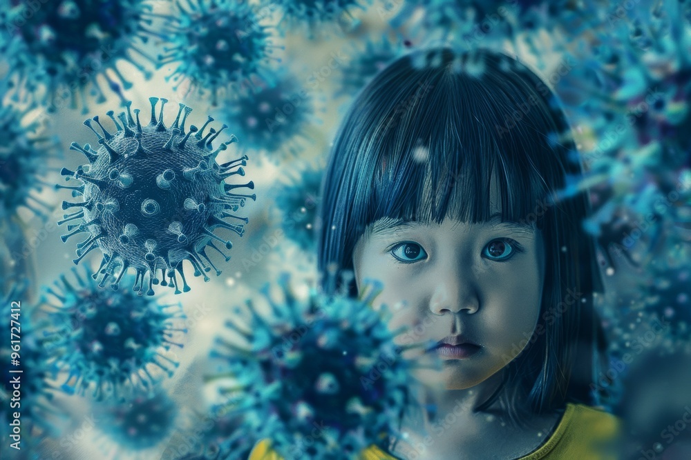 Young scared girl stands alone looking fearful invisible threat. Young ...