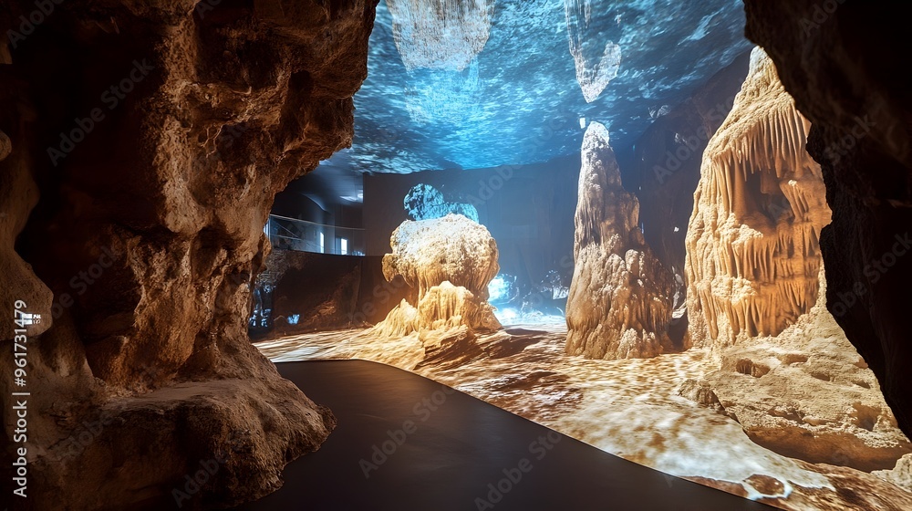 Holographic Virtual Tour of an Captivating Underground Cave Showcasing ...