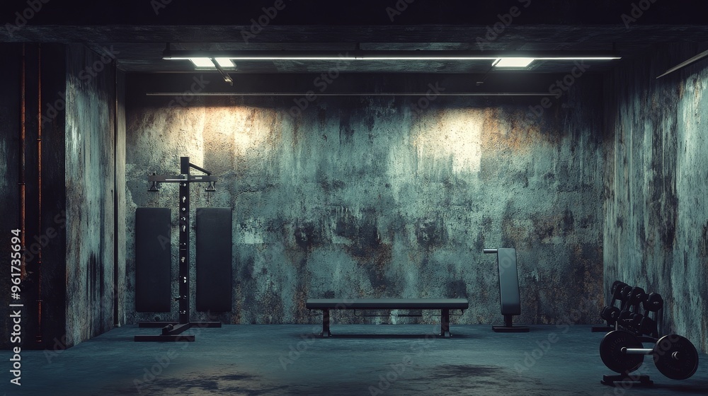 The high-definition dark concrete gym wall background creates a strong ...