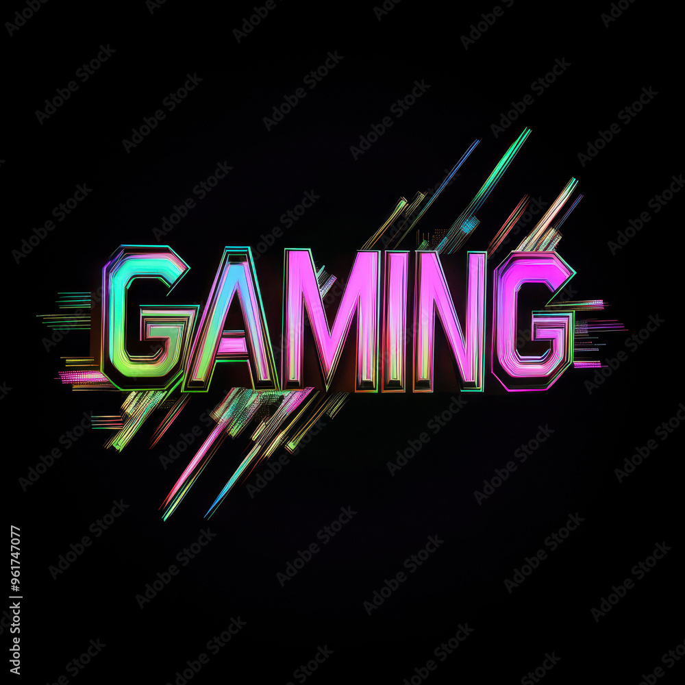 The word GAMING in a graffiti-style font, with spray paint effects and ...