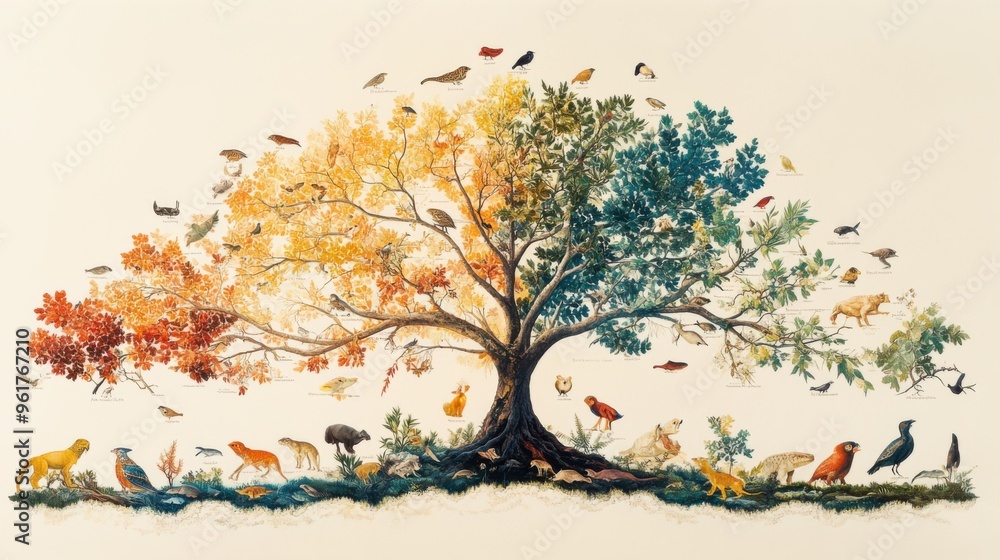 A scientific diagram of an evolutionary tree (phylogenetic tree ...