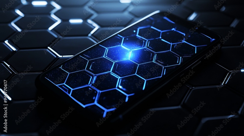 One of the futuristic tablets is wirelessly charging, both futuristic ...