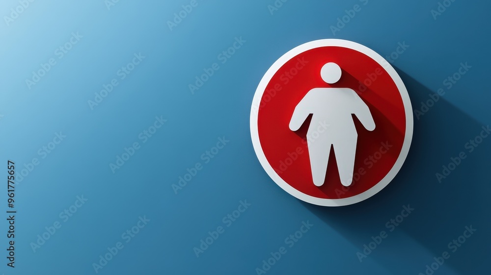 Flat design of a BMI chart with a red alert sign, symbolizing obesity ...