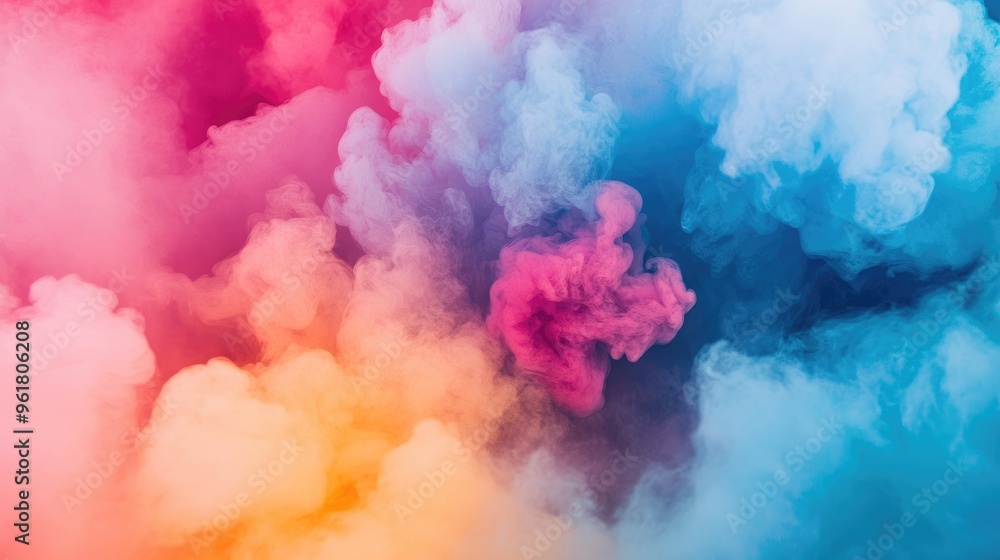 Dramatic shot of colorful smoke emerging from a smoke grenade, with a ...