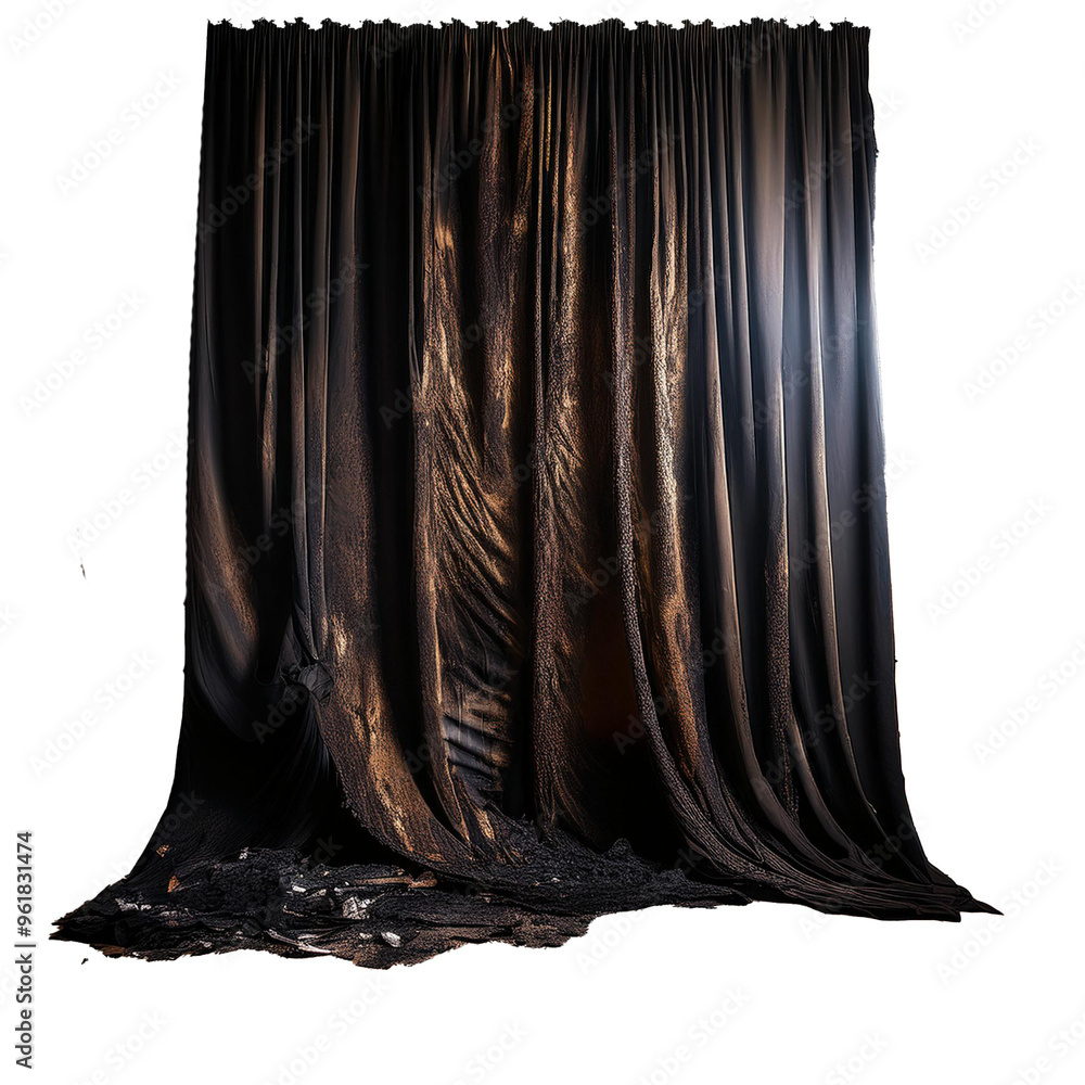 Burnt Curtain PNG - Fire Damaged Curtain with Soot-Stained Wall - Smoke ...
