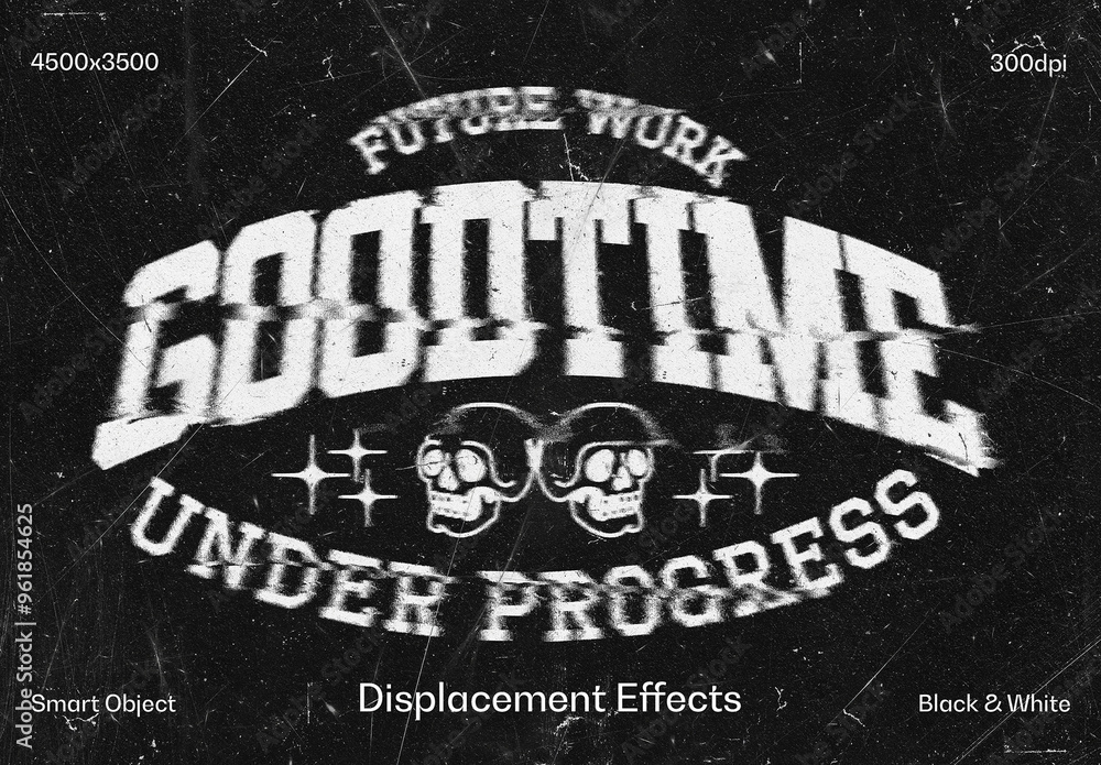 Distorted Text And Logo Effect Mockup Stock Template | Adobe Stock