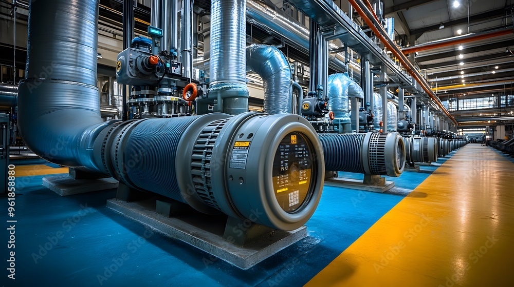 Chilled Water System An industrial cooling system with large chillers ...