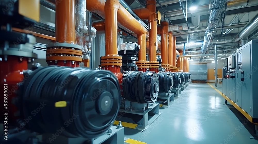 Chilled Water System An industrial cooling system with large chillers ...