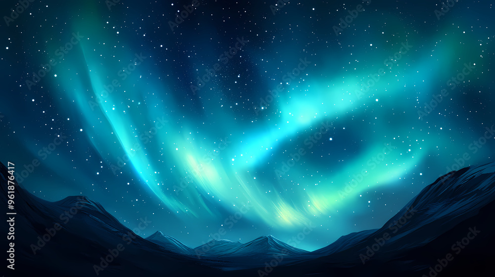 Beautiful northern lights in the starry night sky. aurora borealis over ...