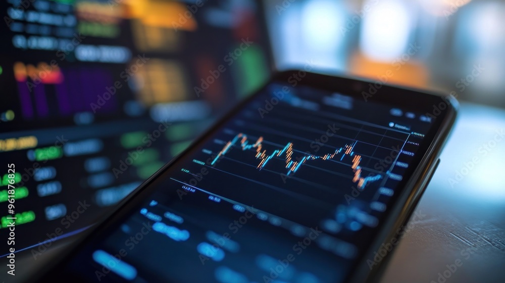 Screen diagram displays information business market charts stock sales ...