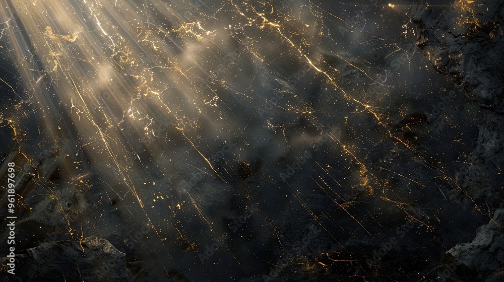 Gothic background with dark marble textures and glowing gold inlays ...