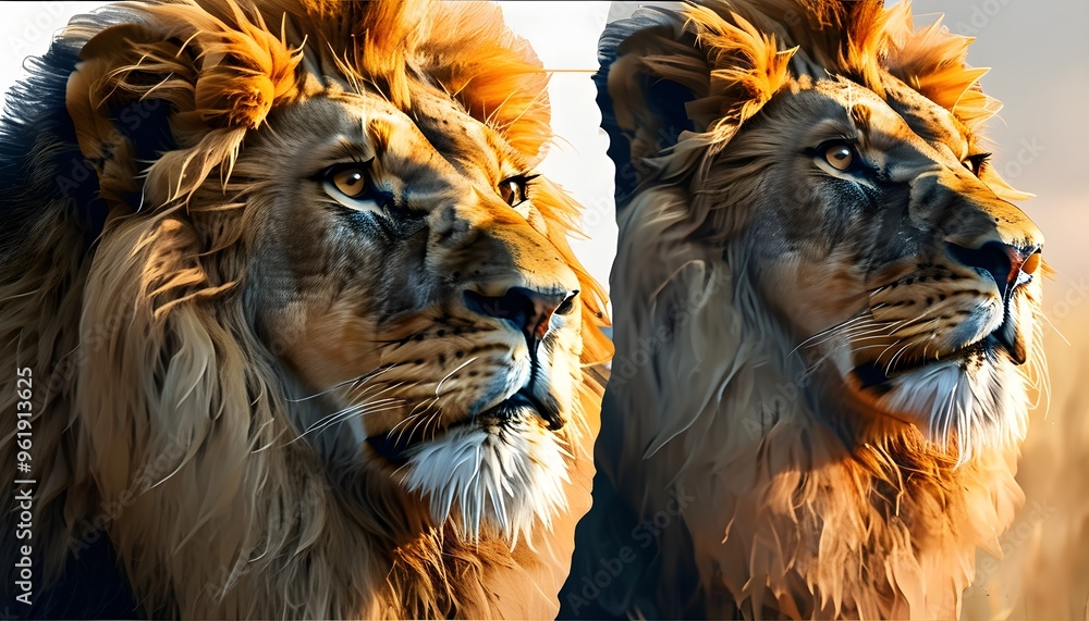Dynamic lion clipart created with generative AI in PNG format Stock ...