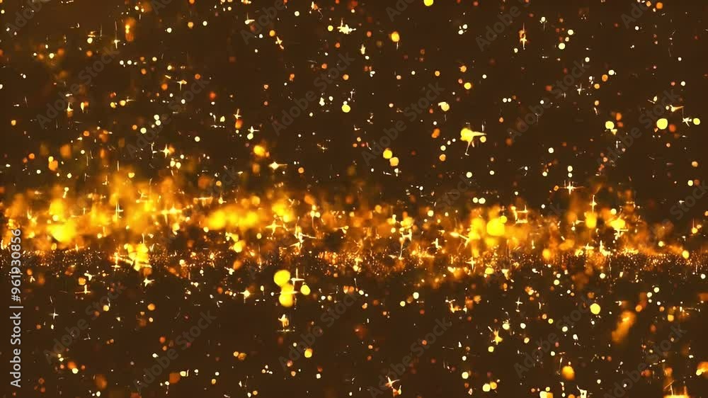 Abstract Gold Glitter Particles Floating and Sparkling on Black ...