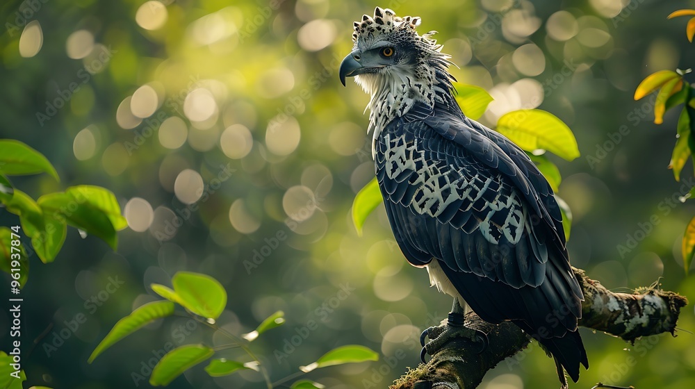 Majestic harpy eagle perched in rainforest canopy: A majestic harpy ...