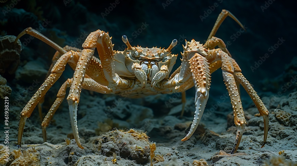 Massive Japanese spider crab in deep ocean habitat: A massive Japanese ...