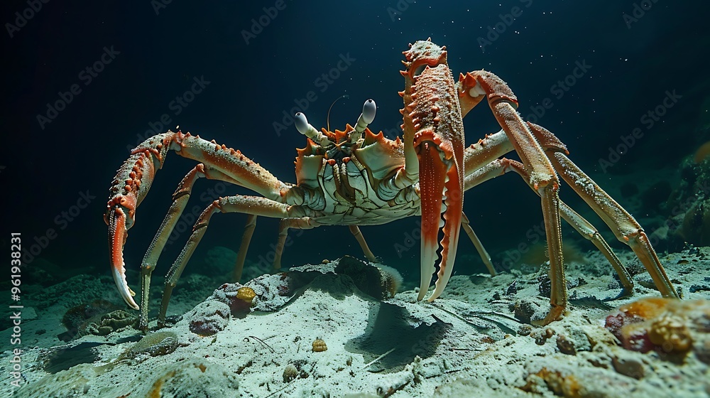 Massive Japanese spider crab in deep ocean habitat: A massive Japanese ...