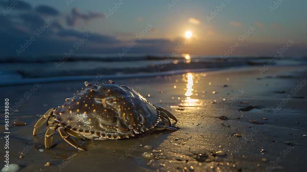 Prehistoric-looking horseshoe crab on moonlit beach: A prehistoric ...