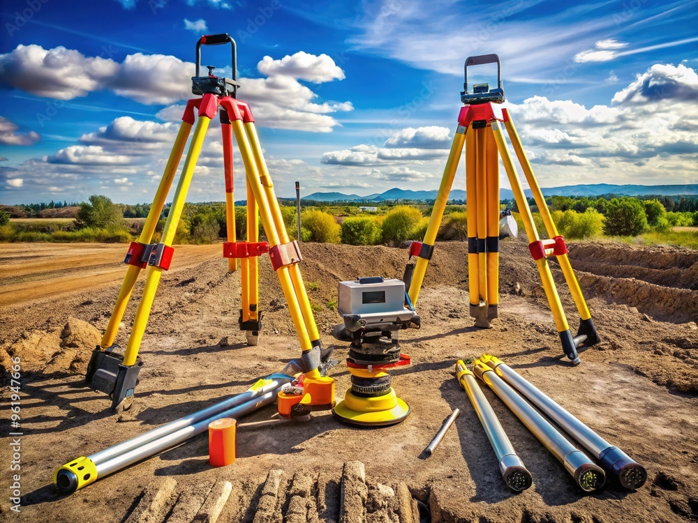 A array of precision instruments, including theodolites, levels, and ...