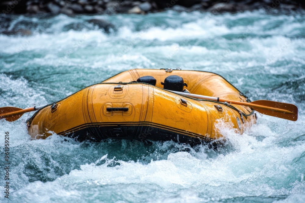 Use a big inflatable raft and paddle on a fast river for whitewater ...